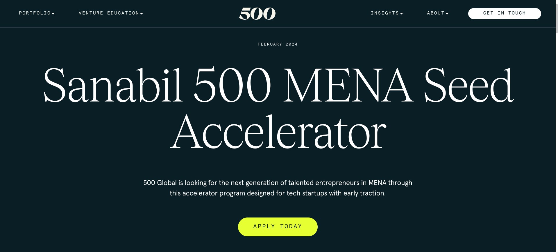 Sanabil 500 MENA Seed Accelerator - Profile